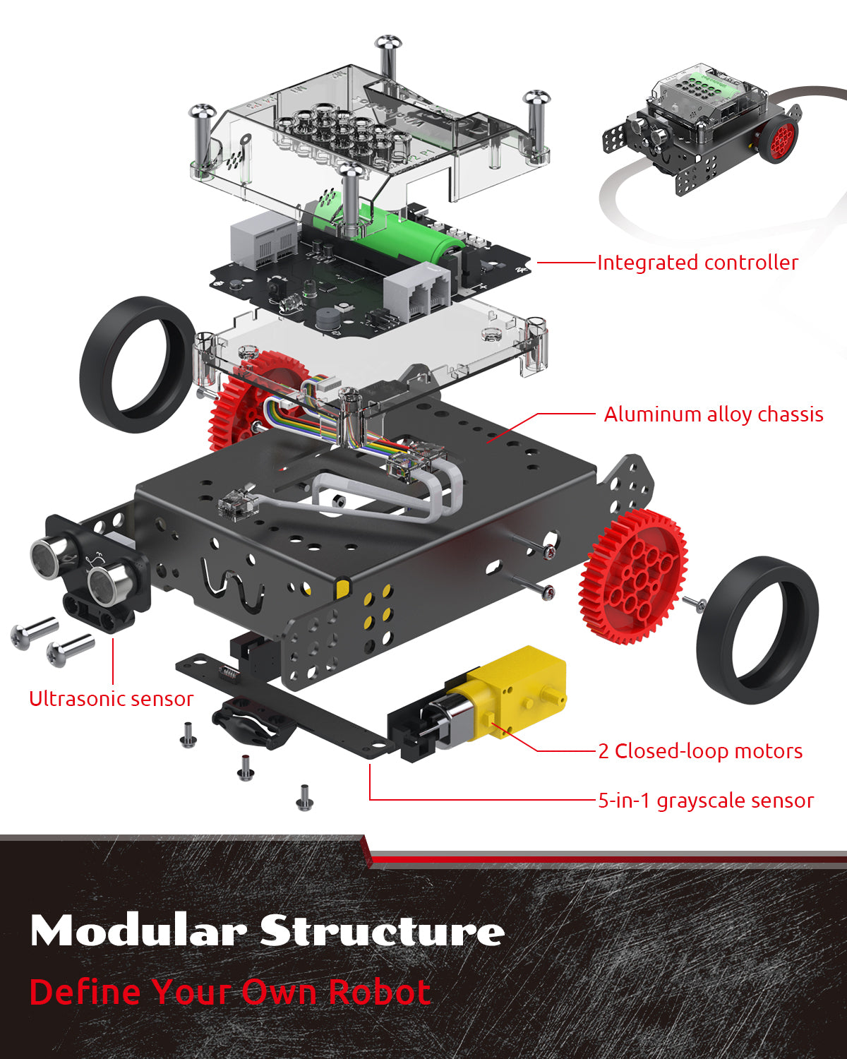 WhalesBot Rocky｜Educational Coding Robot Car Kit 【APP & PC Coding】