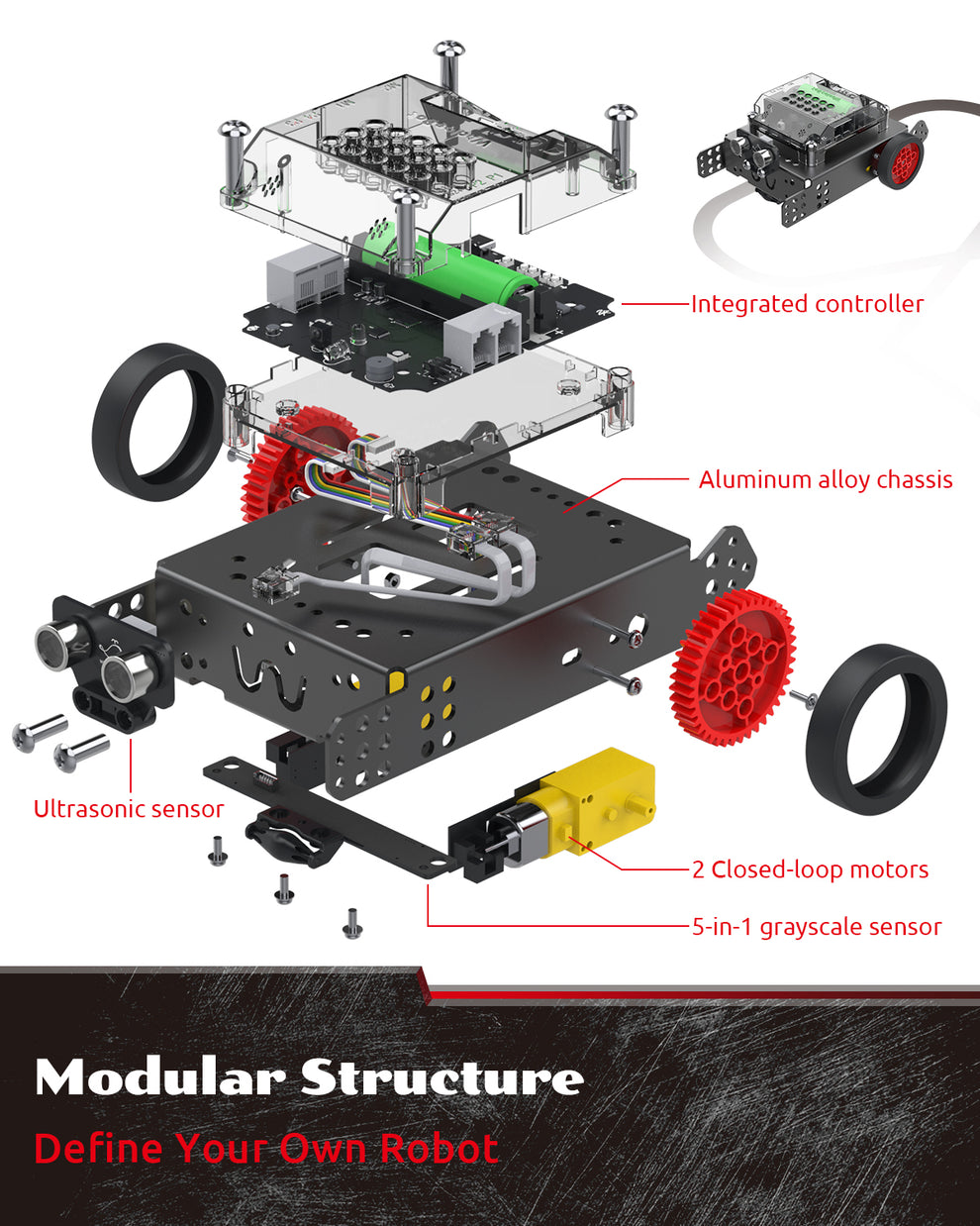 WhalesBot Rocky｜Educational Coding Robot Car Kit 【APP & PC Coding】